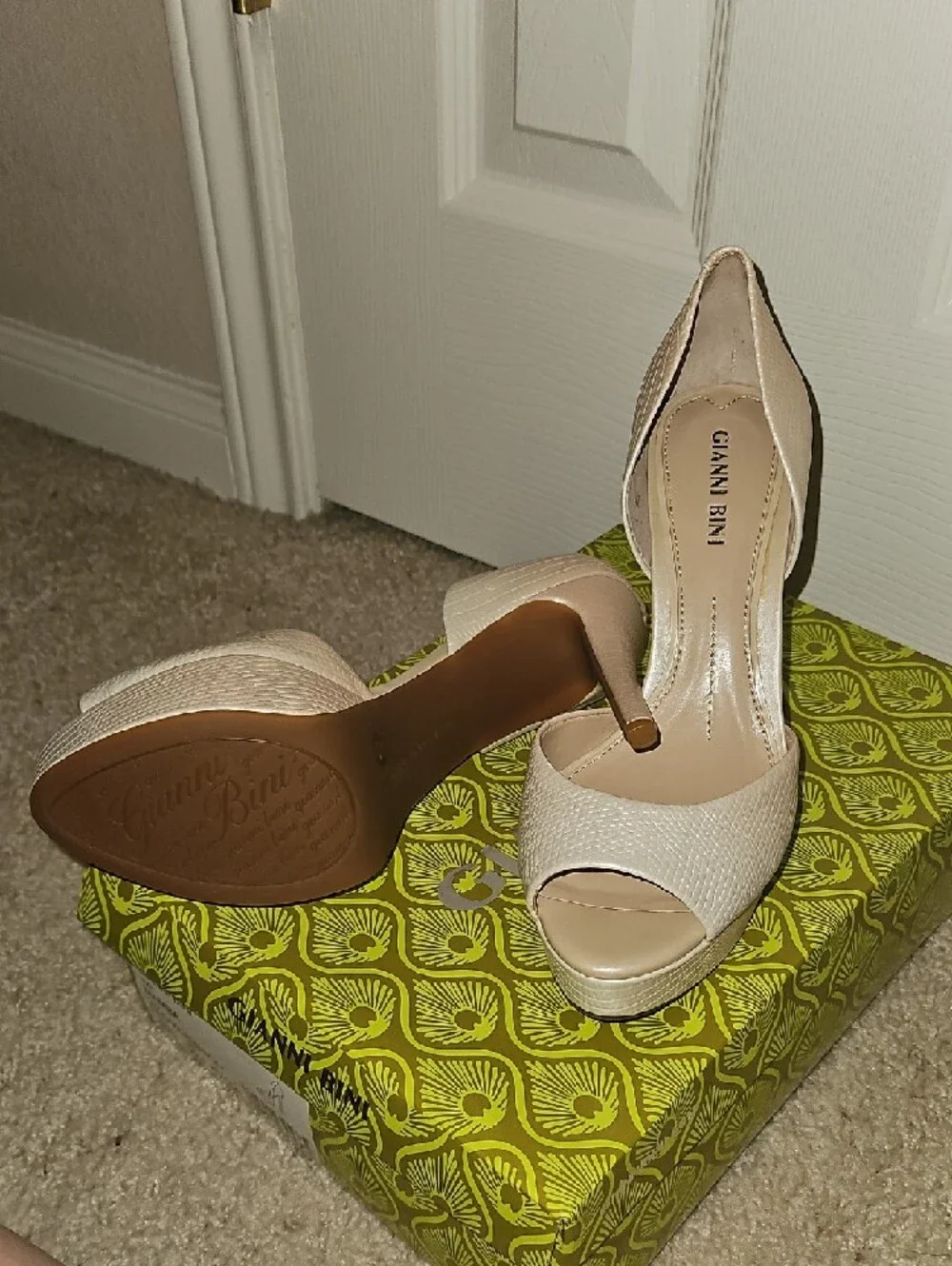 Gianni Bini | Shoes | Gianni Bini Cream Peeptoe Platform Stiletto Heels ...